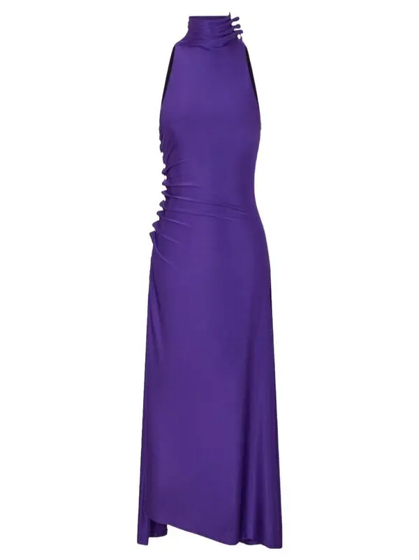 Rabanne Ruched High-neck Dress - Purple