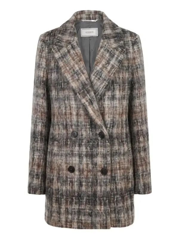 Peserico Check-pattern Double-breasted Coat - Multi-color