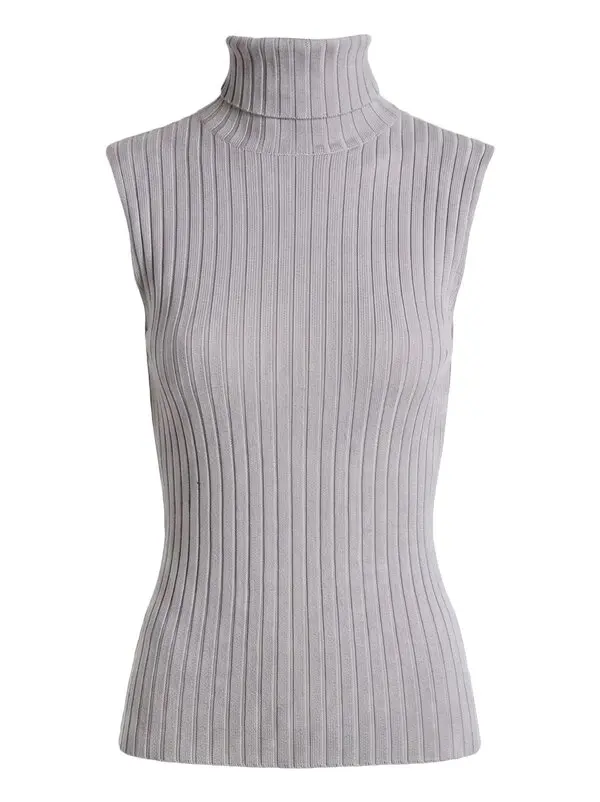 Marni Solidcolor Sleeveless Turtleneck Top - Grey