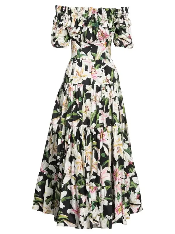 Dolce & Gabbana Floral Print Short-sleeve Dress - Black