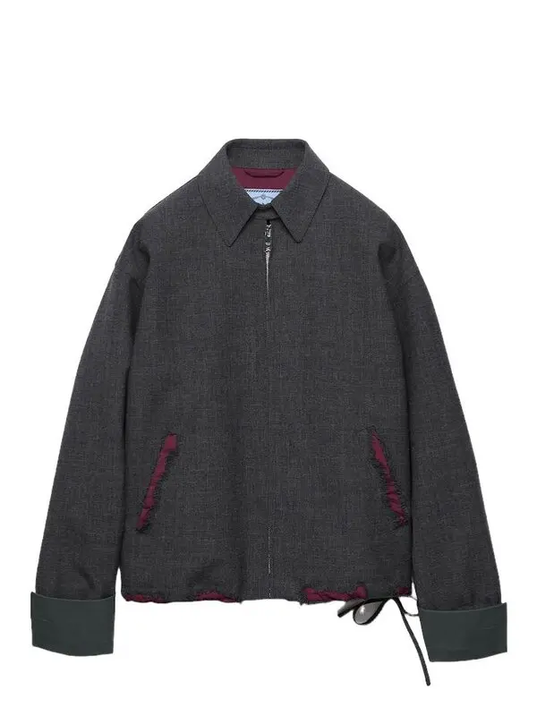 Prada Bonded Devoré Hopsack Blouson Jacket - Slate / Garnet