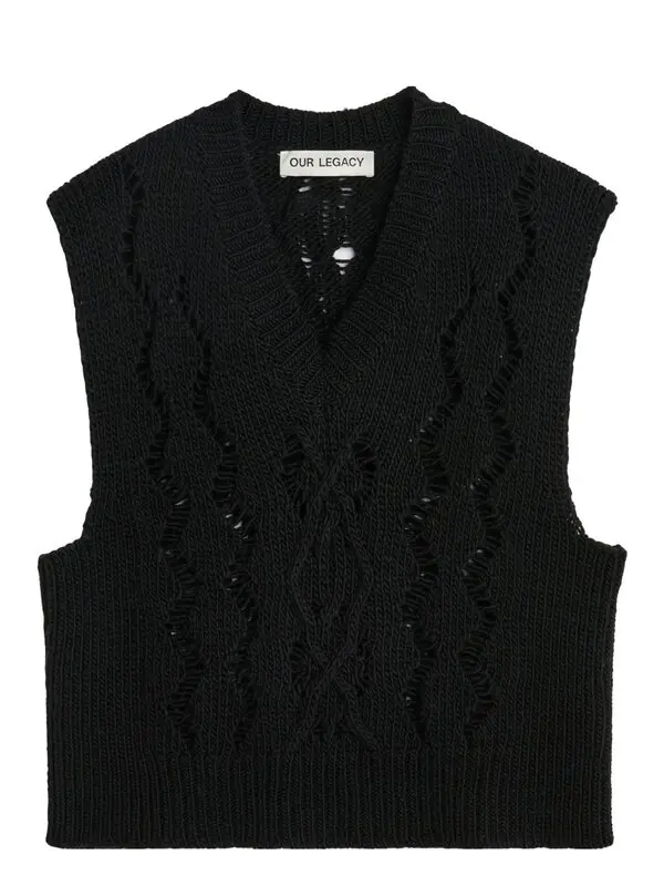Our Legacy Cable Michigan Knit Vest - Black