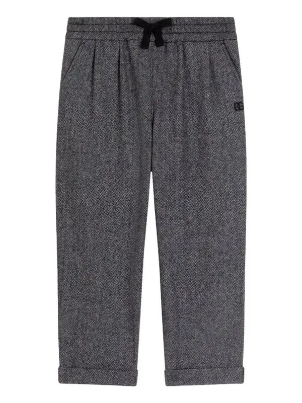 Dolce & Gabbana Herringbone Drawstring Trousers - Black