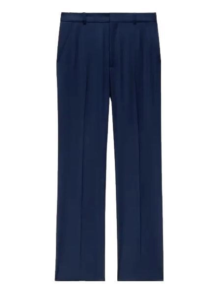 Kenzo Straight Tailored Pants In Virgin Wool - Blue-black