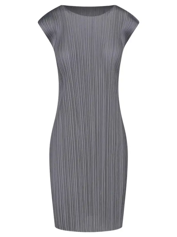 Issey Miyake Pleated Sleeveless Dress - Grey