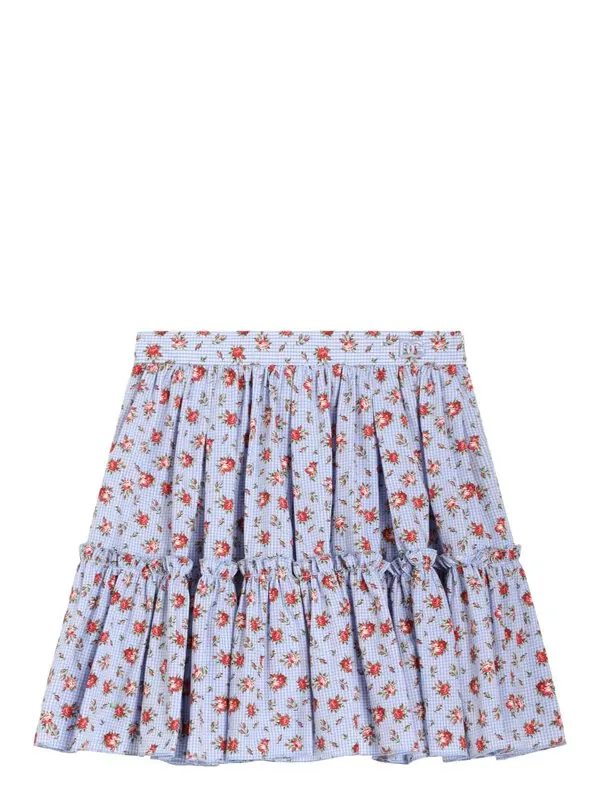 Dolce & Gabbana Floral-pattern Ruffled Skirt - Blue
