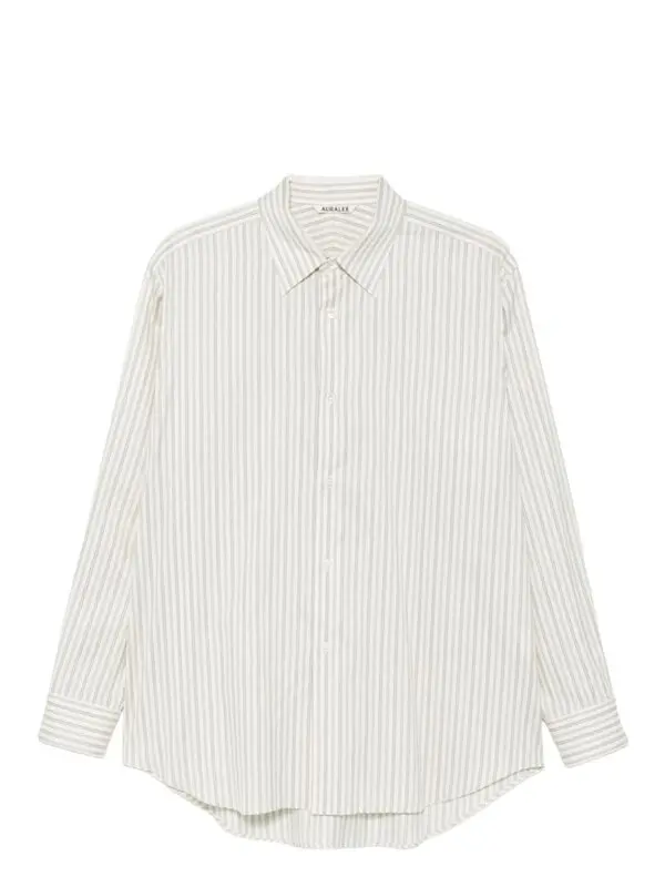 Auralee Striped Long-sleeve Shirt - Light Gray