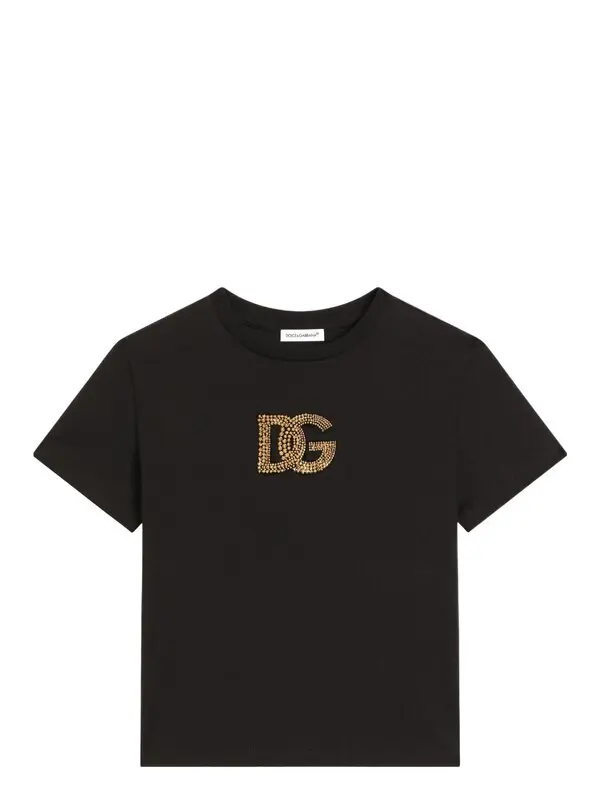 Dolce & Gabbana Rhinestones Logo-motif T-shirt - Black