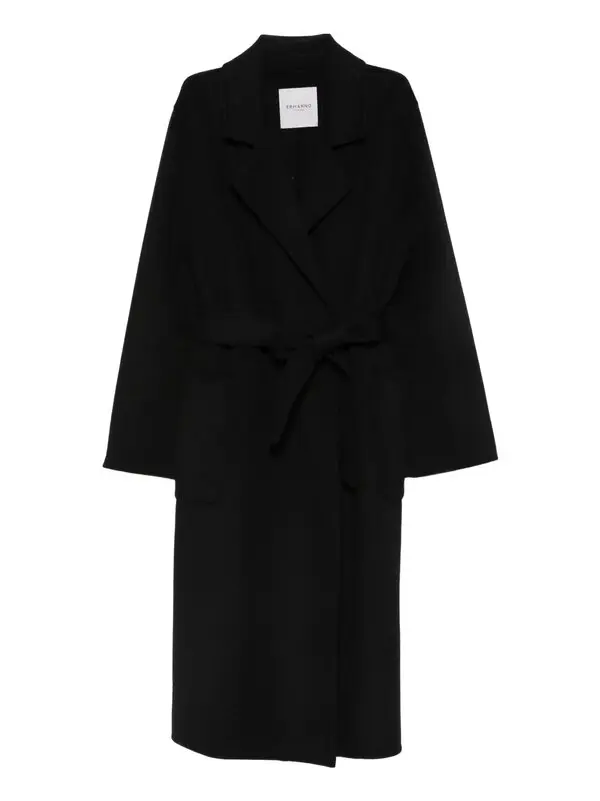ERMANNO FIRENZE Notch-lapel Belted Coat - Black
