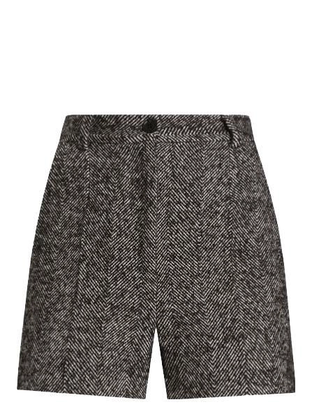 Dolce & Gabbana Wool Herringbone Shorts - Black