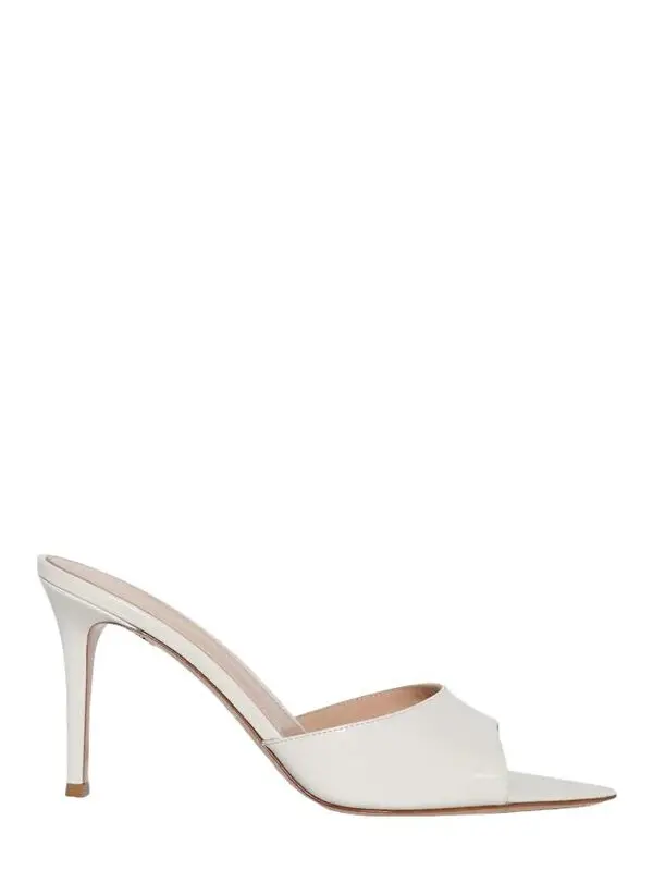 GIANVITO ROSSI Glossy Pointedtoe Stiletto Mule Slides - White