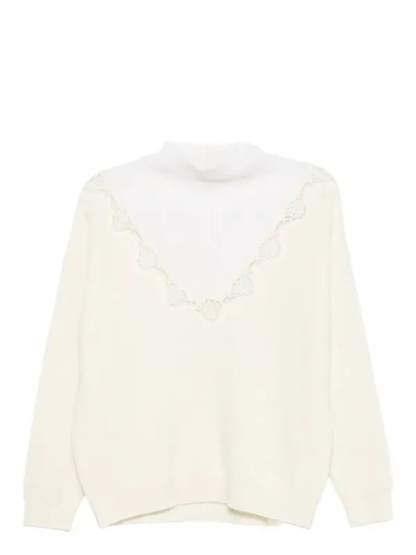ERMANNO FIRENZE Lace-trim Mock-neck Sweater - Off-white