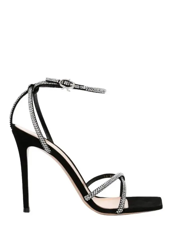 GIANVITO ROSSI Cystal-embellished Suede Sandals - Black