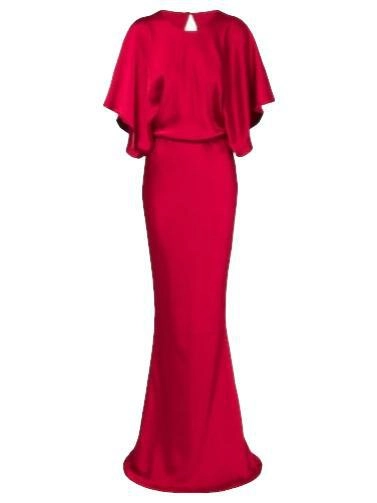 Norma Kamali Draped Satin Gown - Red
