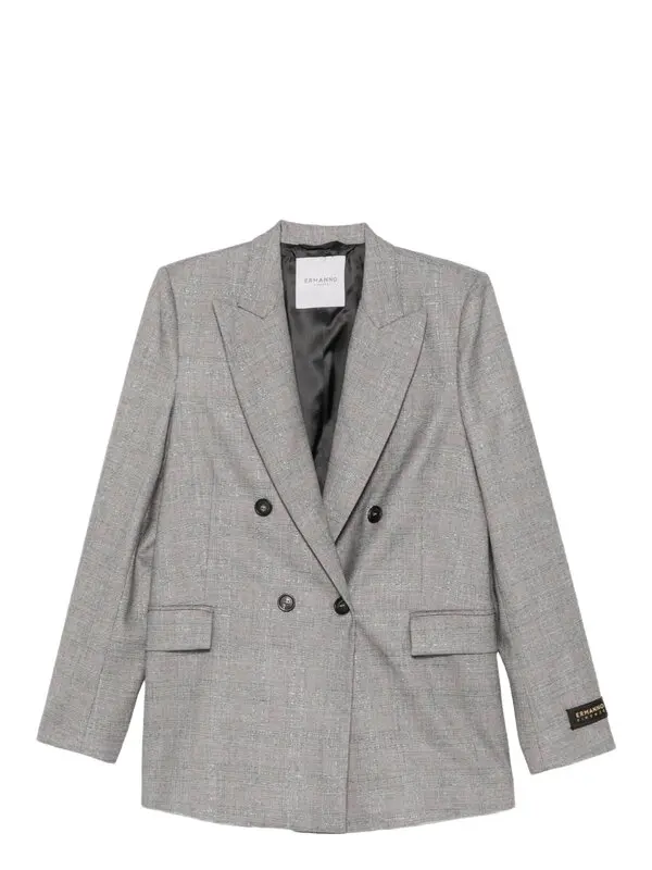 ERMANNO FIRENZE Checked Double-breasted Blazer - Grey