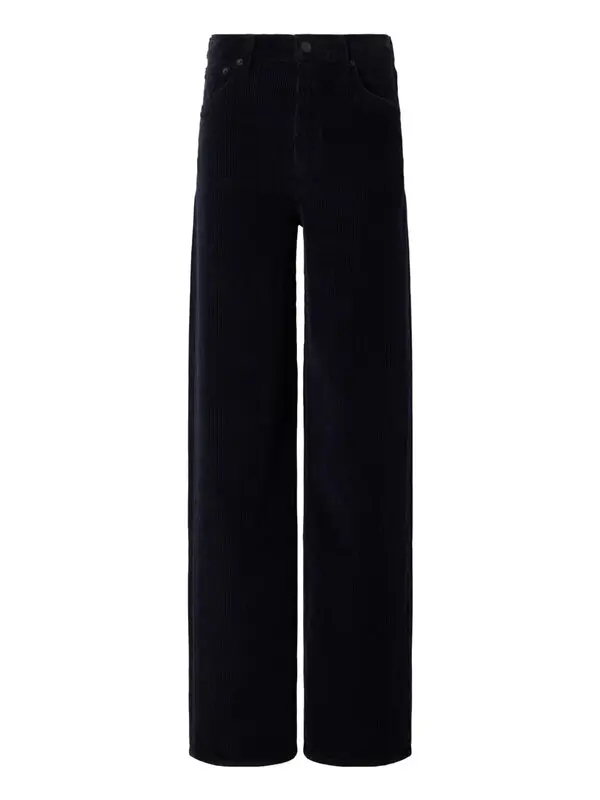 AGOLDE Ren Cotton-corduroy High-waist Wide-leg Pants - Navy