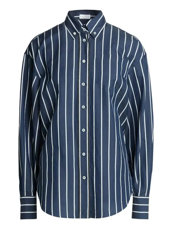 Brunello Cucinelli Striped Long-sleeve Shirt - Blue