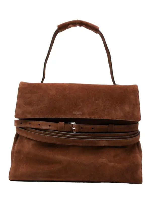 Moschino Belt-detail Suede Tote Bag - Brown