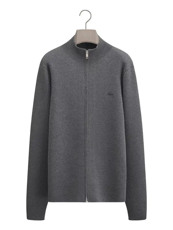 Dior Wool Zip-up Cardigan - Grey