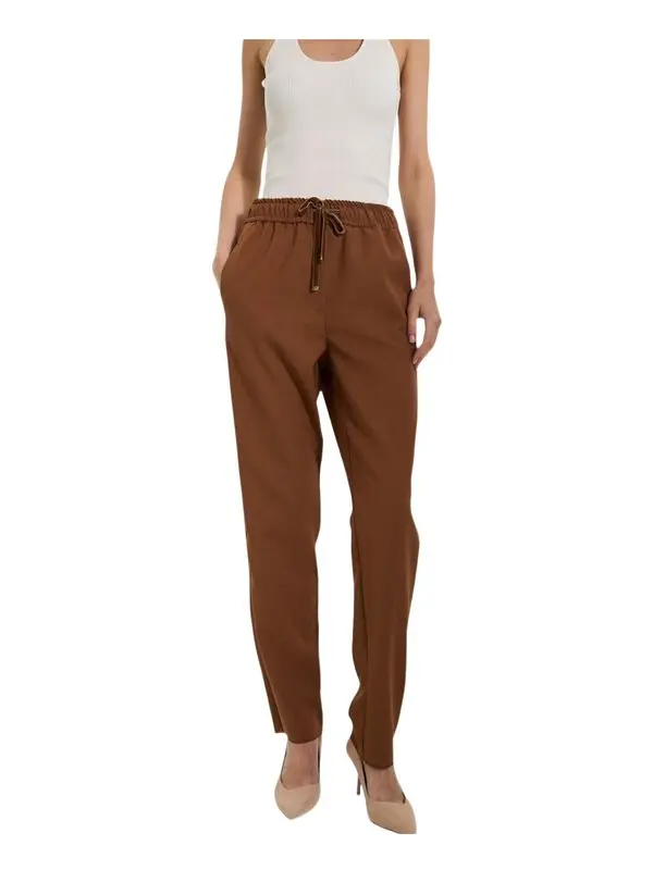 Marella Casual Pants With An Elasticated Drawstring Waist - Camel