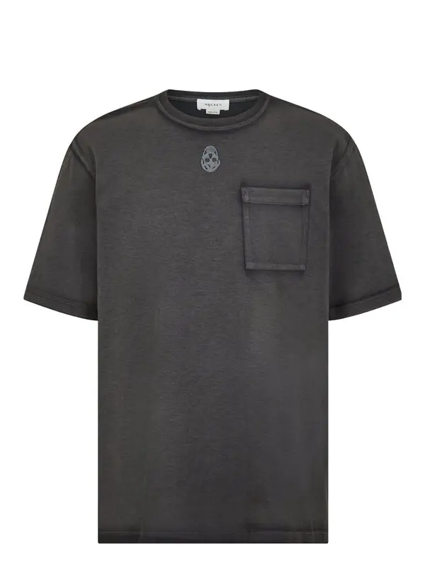 Alexander McQueen Vintage Wash Pocket Crew Neck Tshirt - Grey