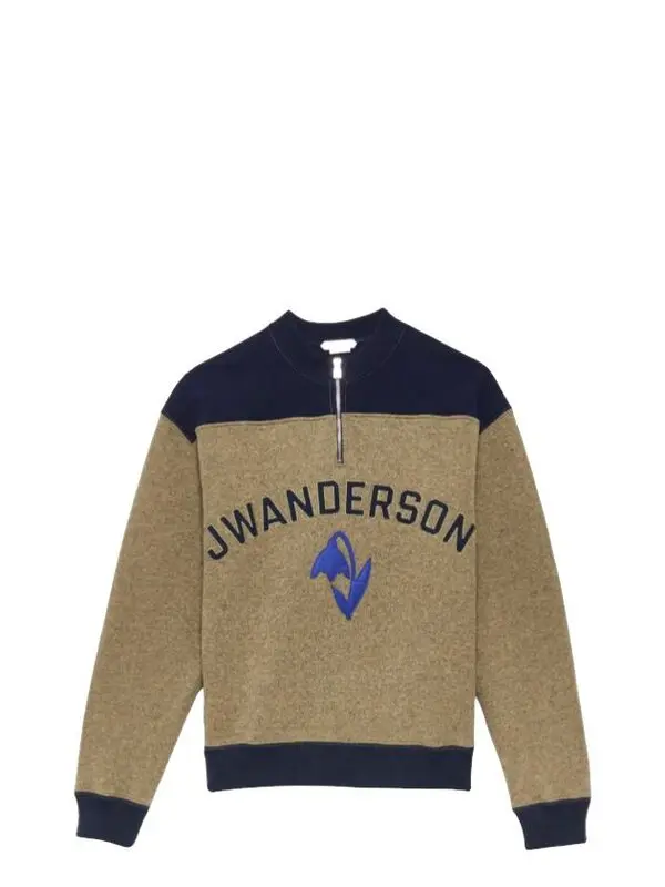 J.W.ANDERSON Jw Anderson Logo Half-zip Sweatshirt - Beige