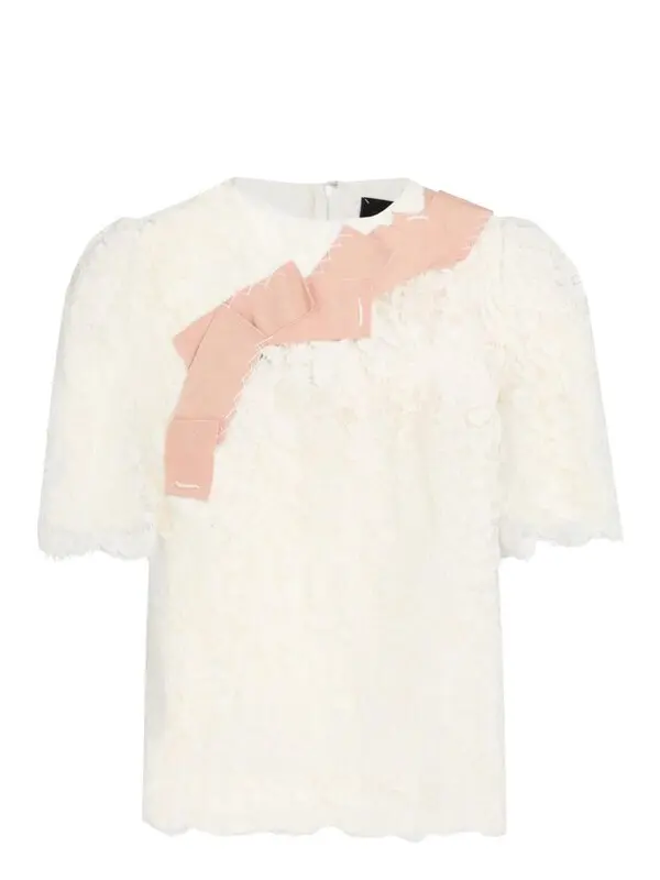 Dolce & Gabbana Solid-color Short-sleeve Lace Top - White