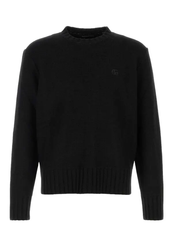 Gucci Logo Embroidered Knitted Jumper - Black