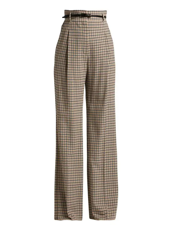 Max Mara Loose-fitting Plaid Wool Trousers - Camel