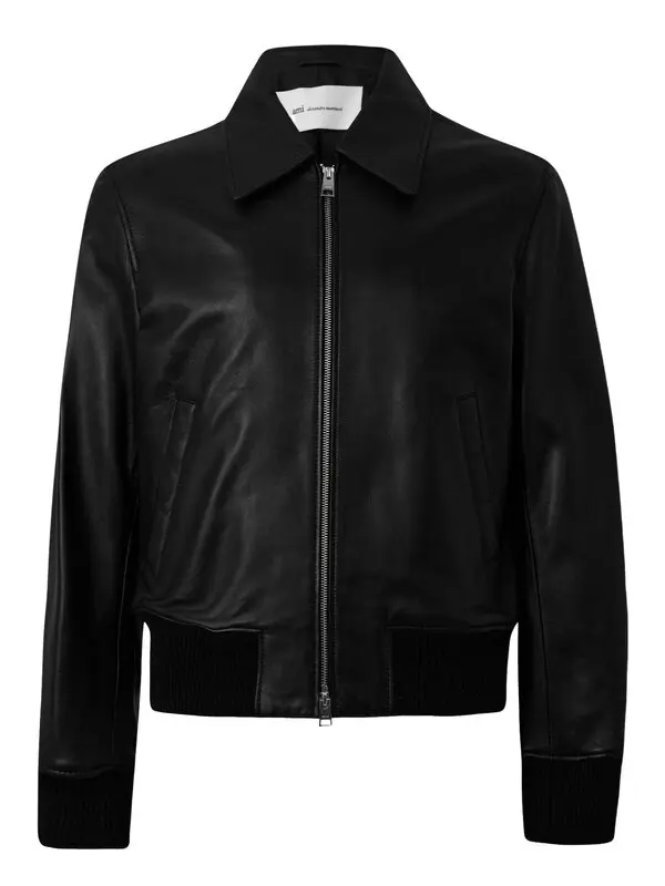Ralph Lauren Collared Leather Jacket - Black