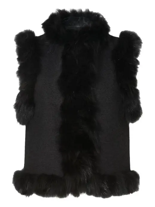 Fendi Wool And Fox Fur Gilet - Black