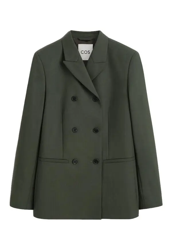 Cos Wool-blend Double-breasted Blazer - Green