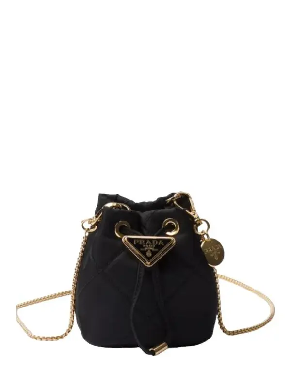 Prada Logo Drawstring Mini Bag - Black