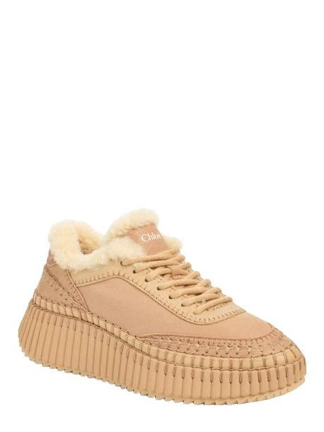 Chloé Nama Genuine Shearling Lined Sneaker - Authentic Brown