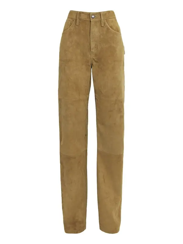 Altuzarra Suede Mills Straight Trousers - Brown
