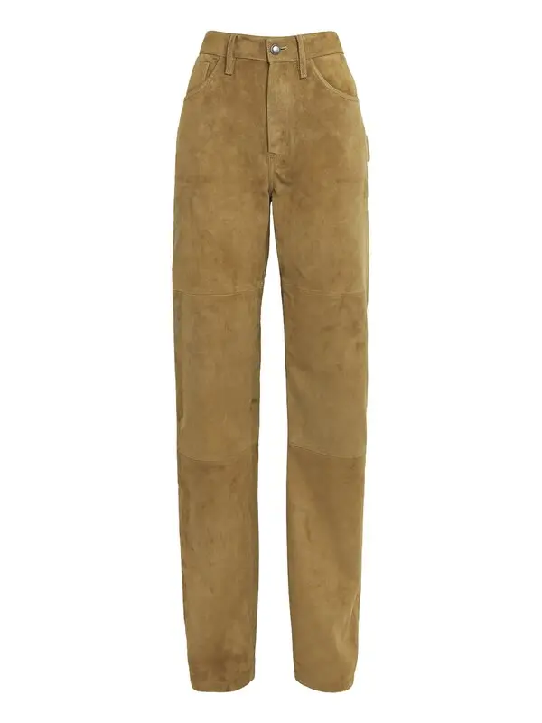 Altuzarra Suede Mills Straight Trousers - Brown