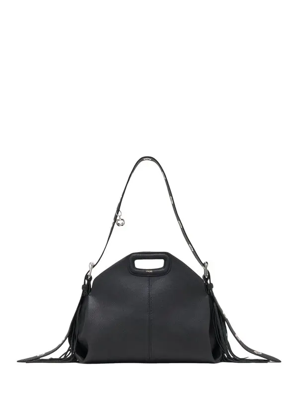Maje Grained Leather Miss M Shoulder Bag - Black
