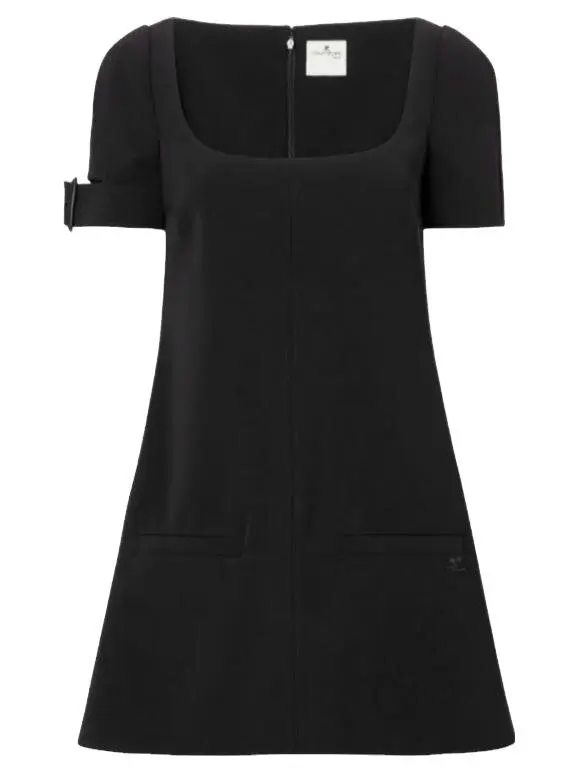 COURREGES Buckled Crepe Mini Dress - Black