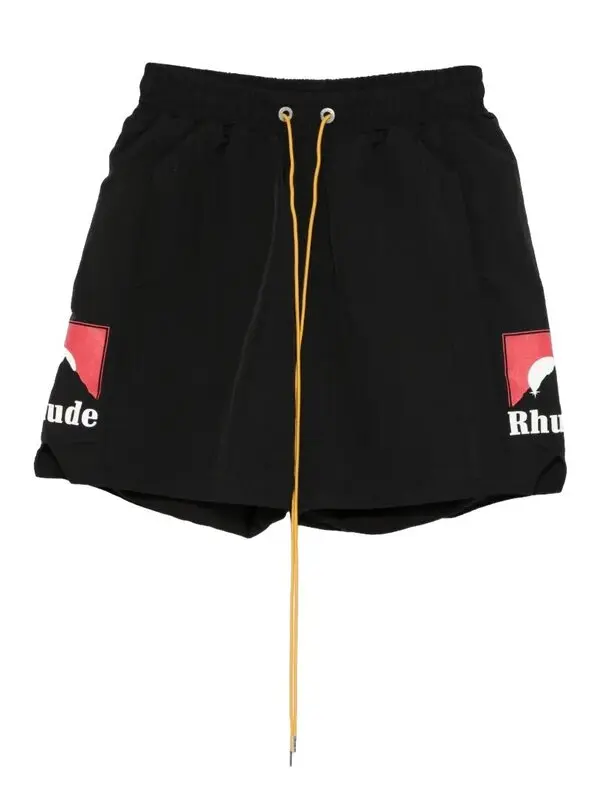 Rhude Drawstring Straight-hem Shorts - Black
