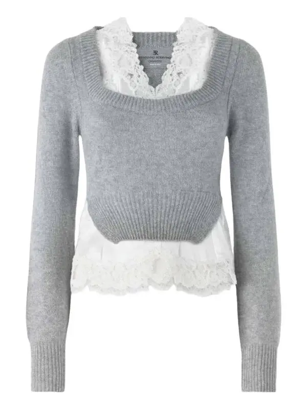 Ermanno Scervino Lace-trim Layered Knit - Grey