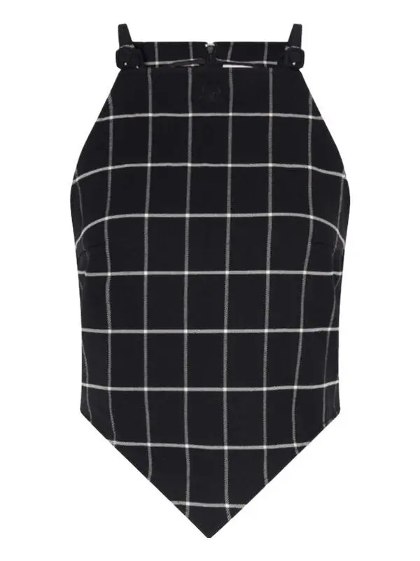 COURREGES Halterneck Checked Tank Top - Black