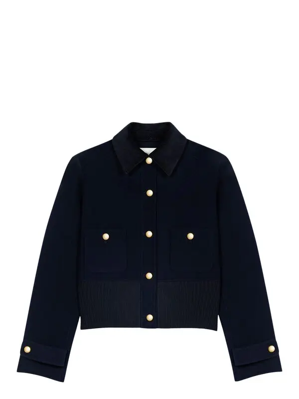 Maje Wool-blend Cropped Jacket - Blue