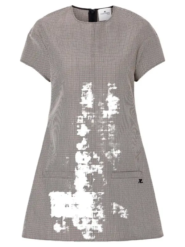 COURREGES Heritage Houndstooth Wool-blend Mini Dress - Gray