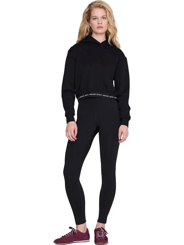 ANINE BING Dany Cropped Hoodie - Black
