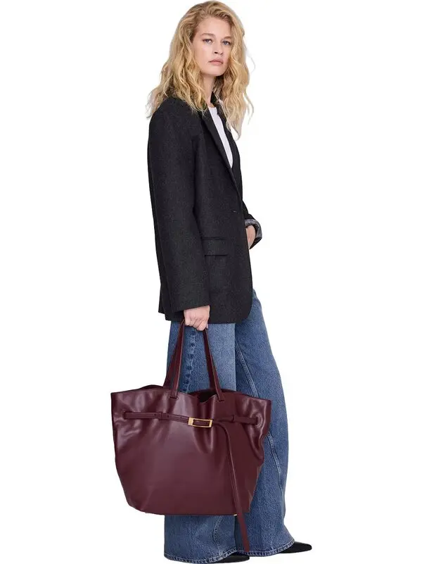 ANINE BING Elly Tote Small Grained Leather - Fig