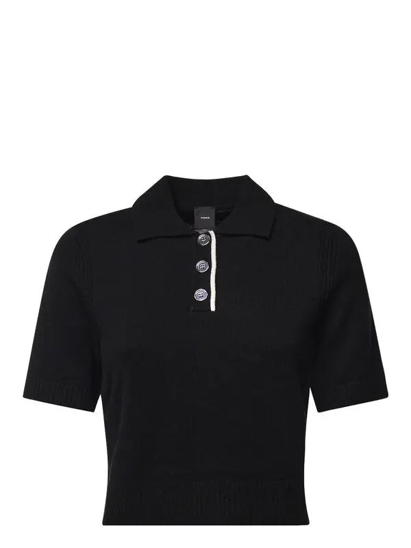 Pinko Short Sleeved Buttoned Polo Jumper - Black