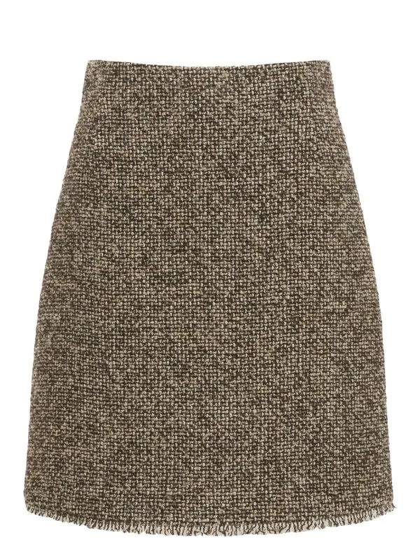 Max Mara Virgin Wool-blend Tweed Mini Skirt - Brown
