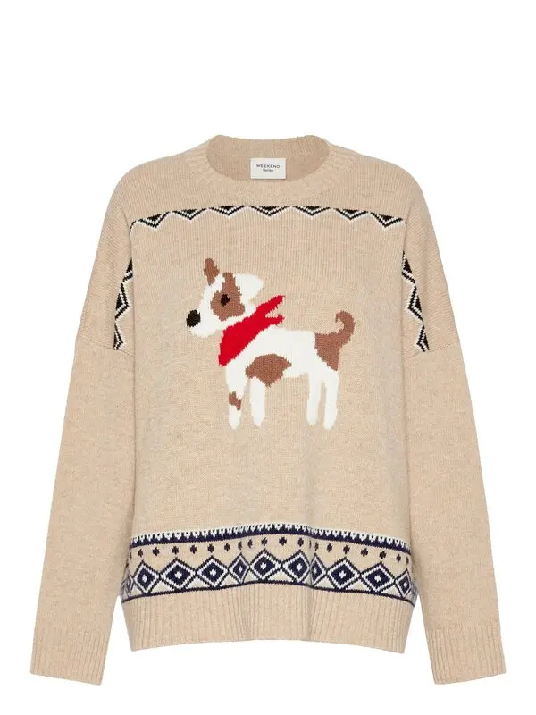 Max Mara Virgin Wool Dog Sweater - Beige