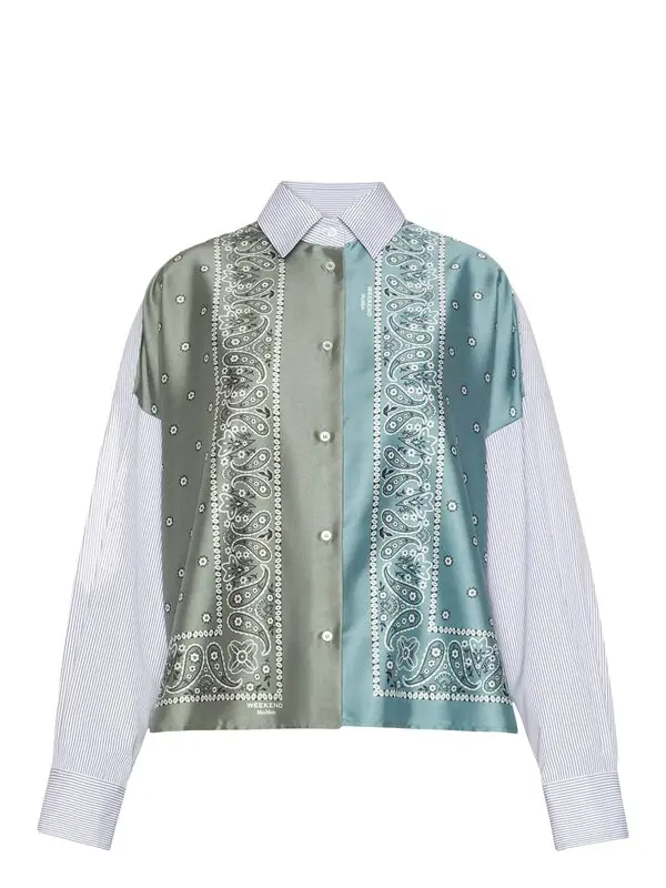 Max Mara Satin-front Bandana Print Shirt - Brown