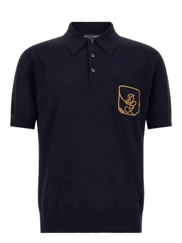 Dolce & Gabbana Dolce Gabbana Logo Embroidered Polo Shirt - Blue